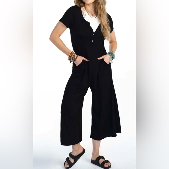 Pants & Jumpsuits | Button Front Jumpsuit Black | Poshmark